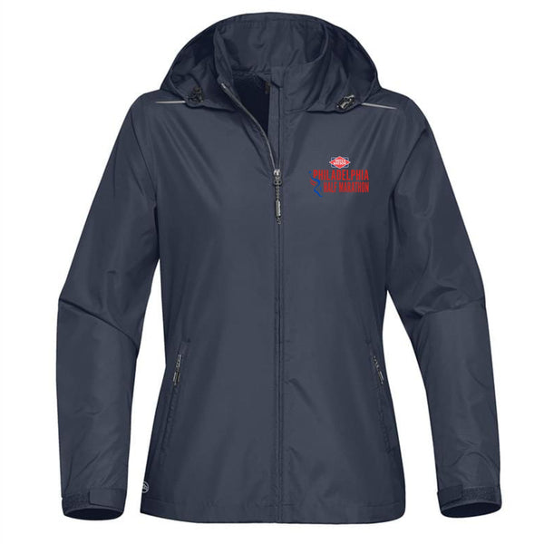 Fitted DWR Hooded Zip Shell -Navy- D&W Embroidery – philadelphiamarathon